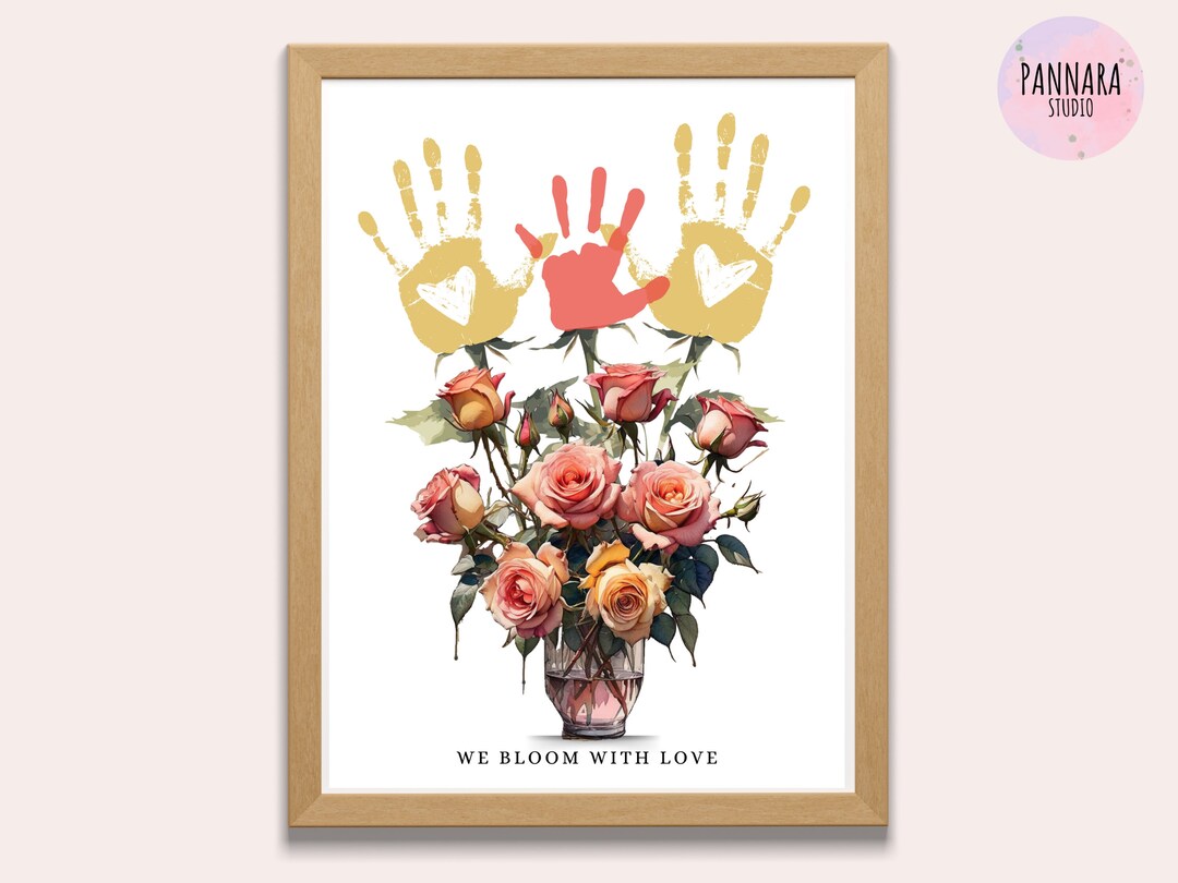 Mother's Day Craft, Handprint Art, Birthday Activity, Floral Bouquet ...