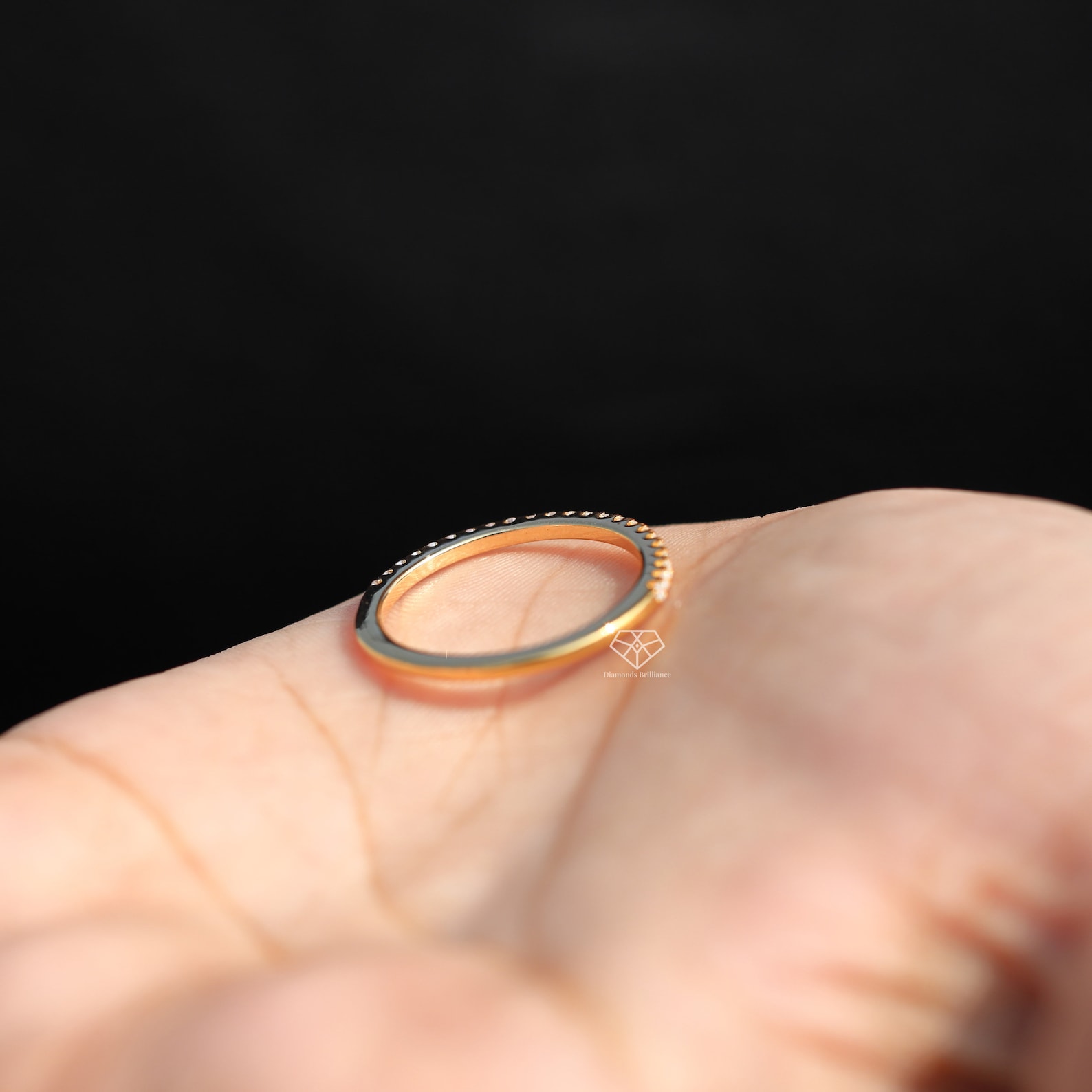 1.20MM Round Lab Diamond Band, 14k Yellow Gold Lab Grown Diamond Half ...