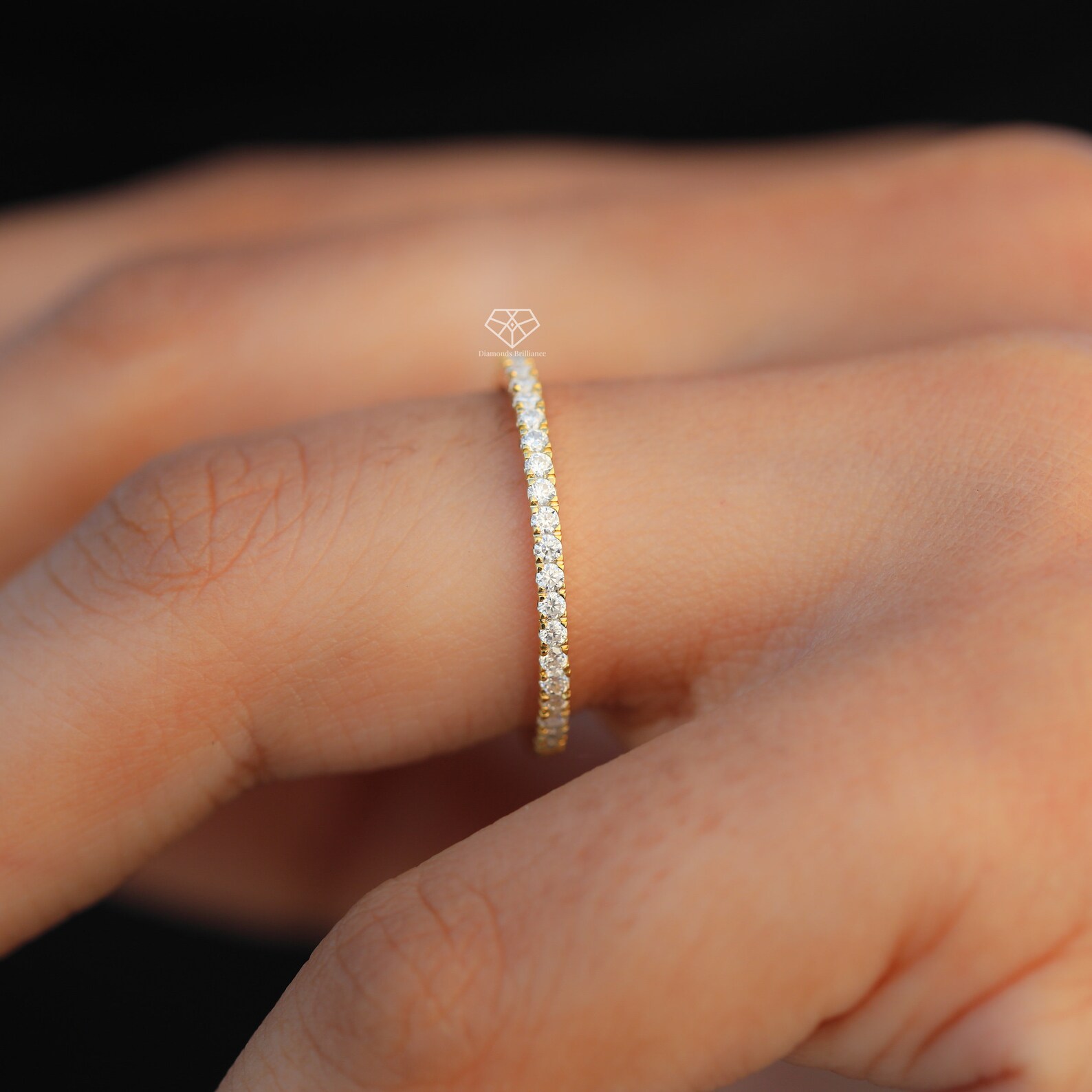 3/4 Eternity Moissanite Diamond Wedding Band, 1.4mm Round Cut Eternity ...