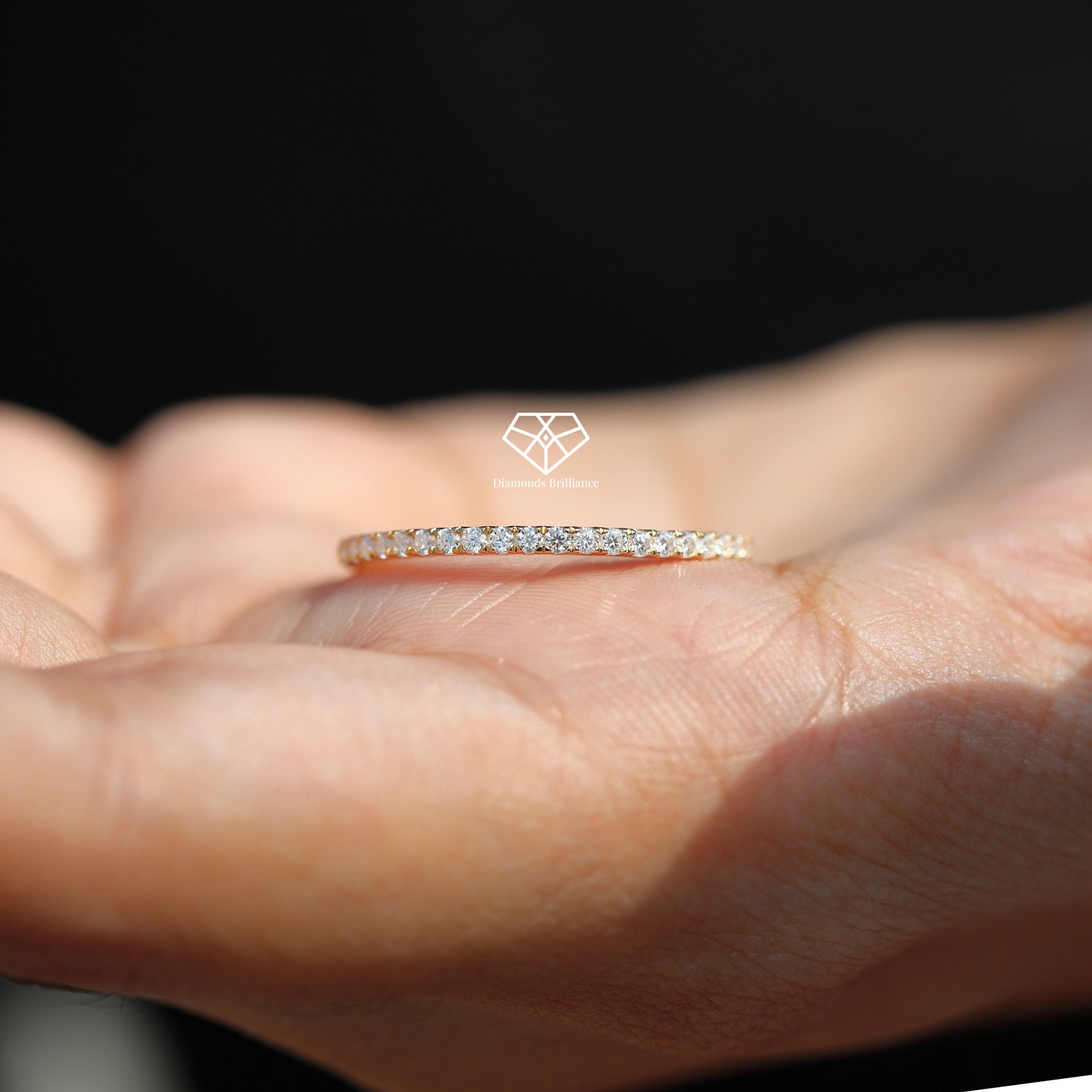 1.20MM Round Lab Diamond Band, 14k Yellow Gold Lab Grown Diamond Half ...