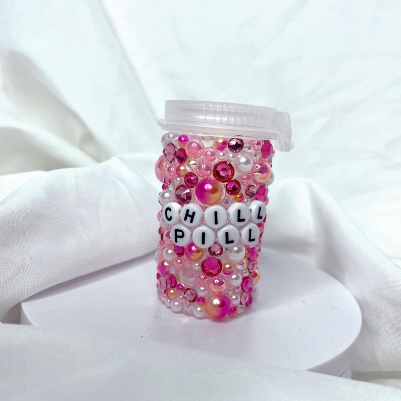 Bedazzled Pill Bottle | Personalized Medication Container | Chill Pill ...