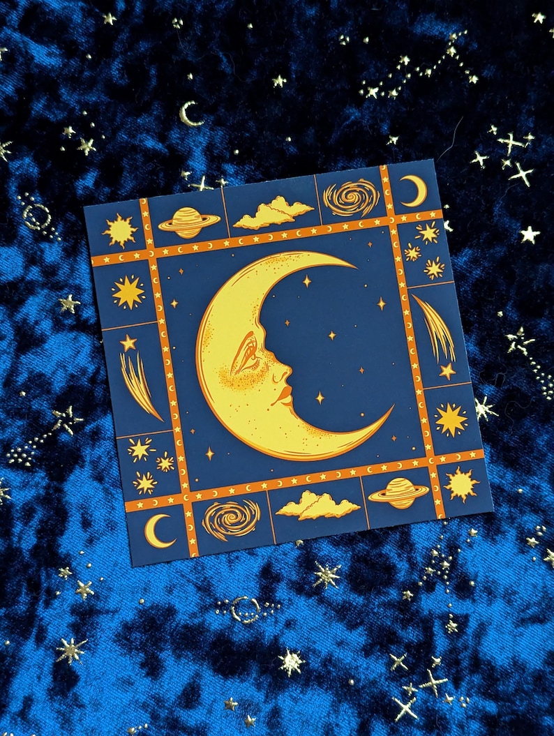 Celestial Sun & Moon Mini Prints | Set of Two 5x5 Matte Prints ...