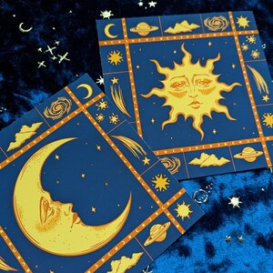 Celestial Sun & Moon Mini Prints | Set of Two 5x5 Matte Prints ...