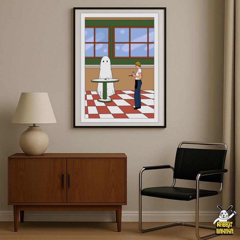 Surrealist Poster – “al Bar” – Ghost Coffee Scene – Surreal Wall Art - Etsy