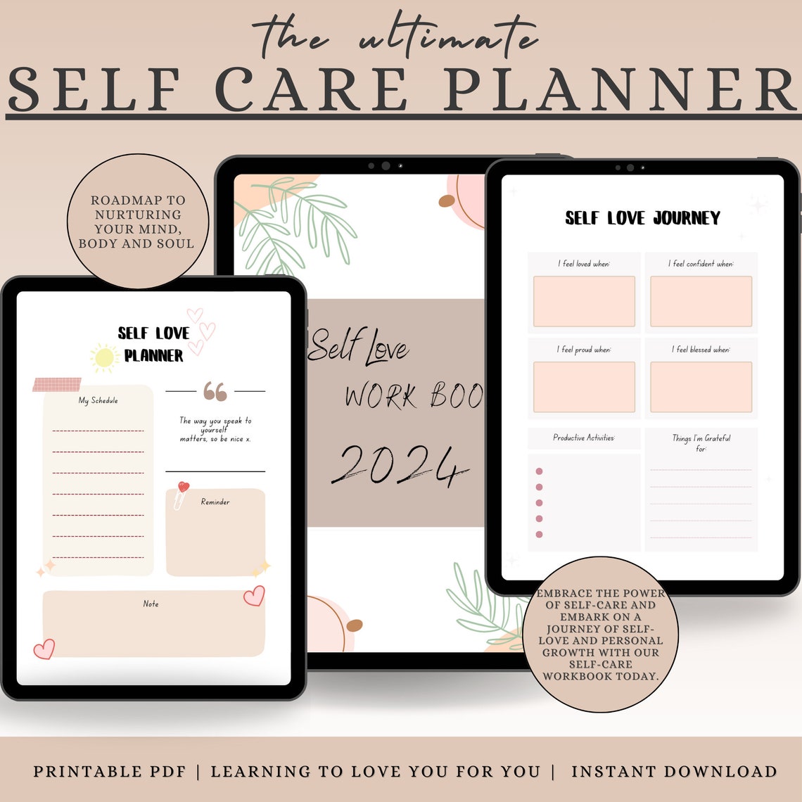 Digital Self Care Planner | 2024 Self Care Planner | Self Love Journal ...