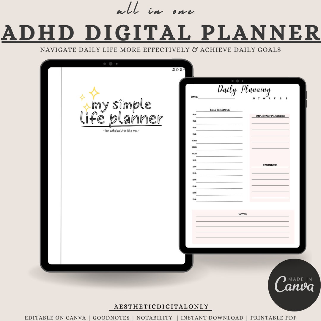ADHD Planner | Adhd Digital Planner | Adhd Planner Printable | Weekly ...