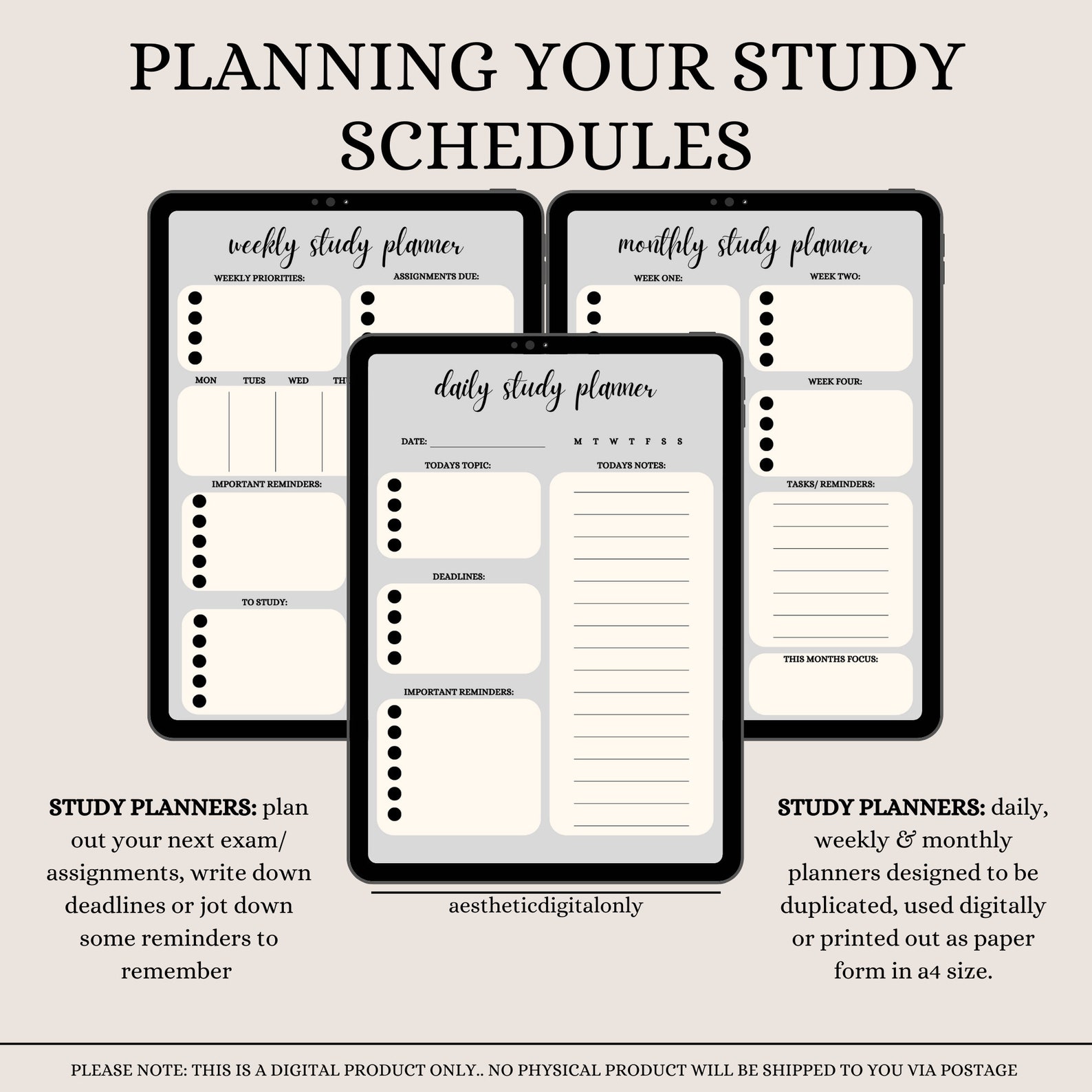 EDITABLE Student Digital Planner Academic Planner College Planner ...