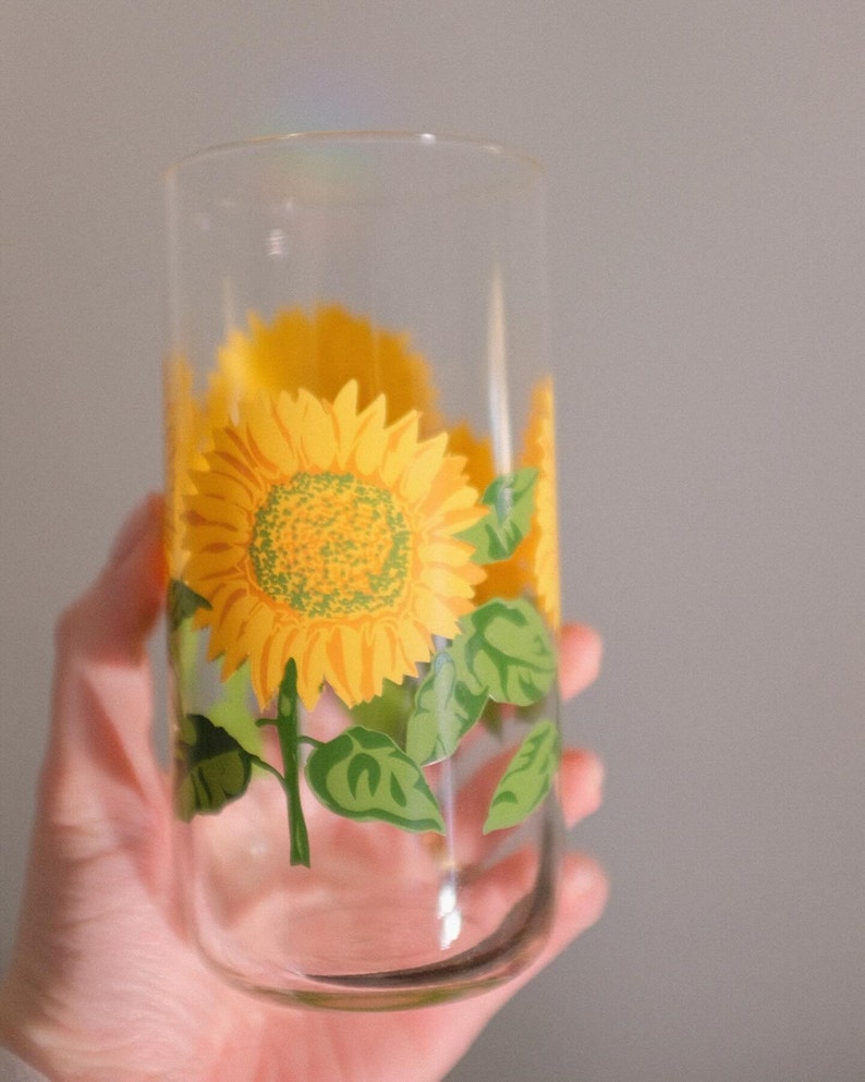 Sunflower Drinking Glasses - Etsy