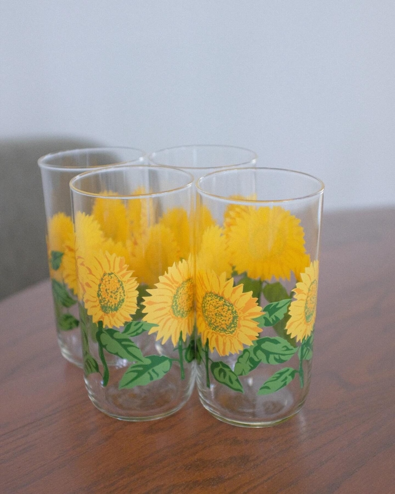 Sunflower Drinking Glasses - Etsy