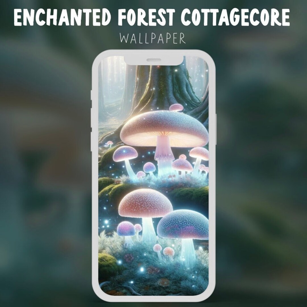 Enchanted Forest Wallpaper With Toadstools Cottagecore - Etsy