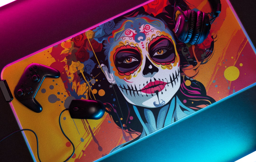 Lady Death Custom Mouse Pad, Day of the Dead Gaming Pad, Sugar Skull ...