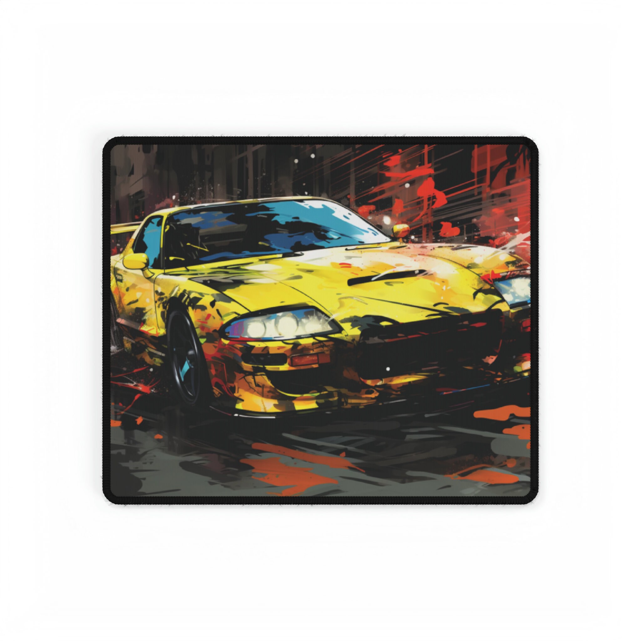 Yellow Rx7 Looking Car Mouse Pad, Action Drifting Car Desk Mat, Fast ...