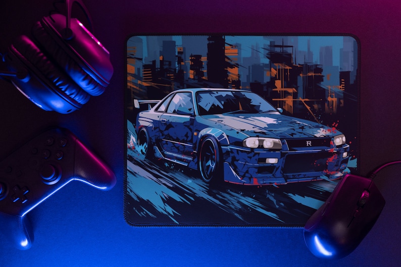 Nissan GTR Like Car Mouse Pad, Custom Car Gaming Pad, Blue Euro Car ...