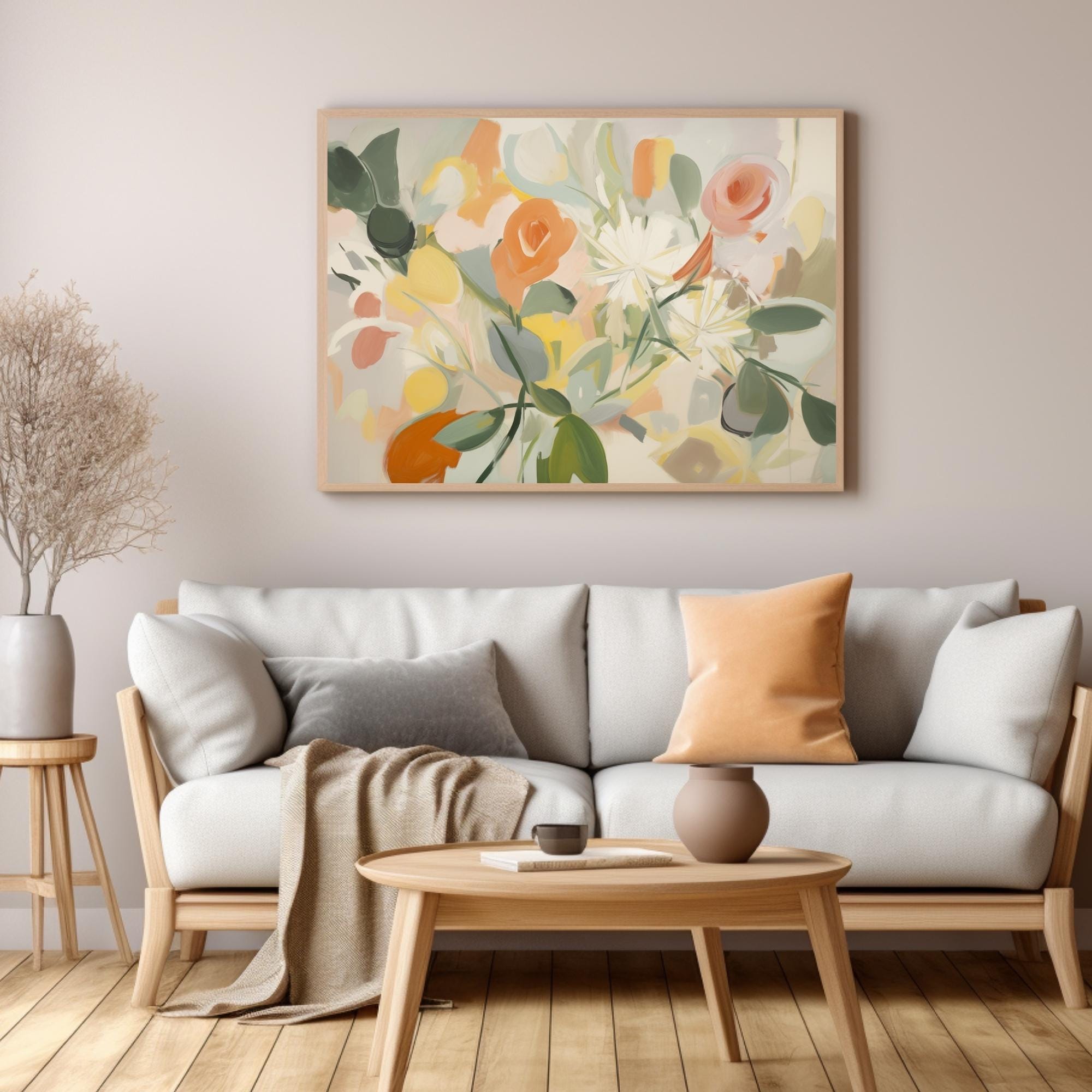 Abstract Floral Print, Large Flower Painting, Floral Wall Art ...
