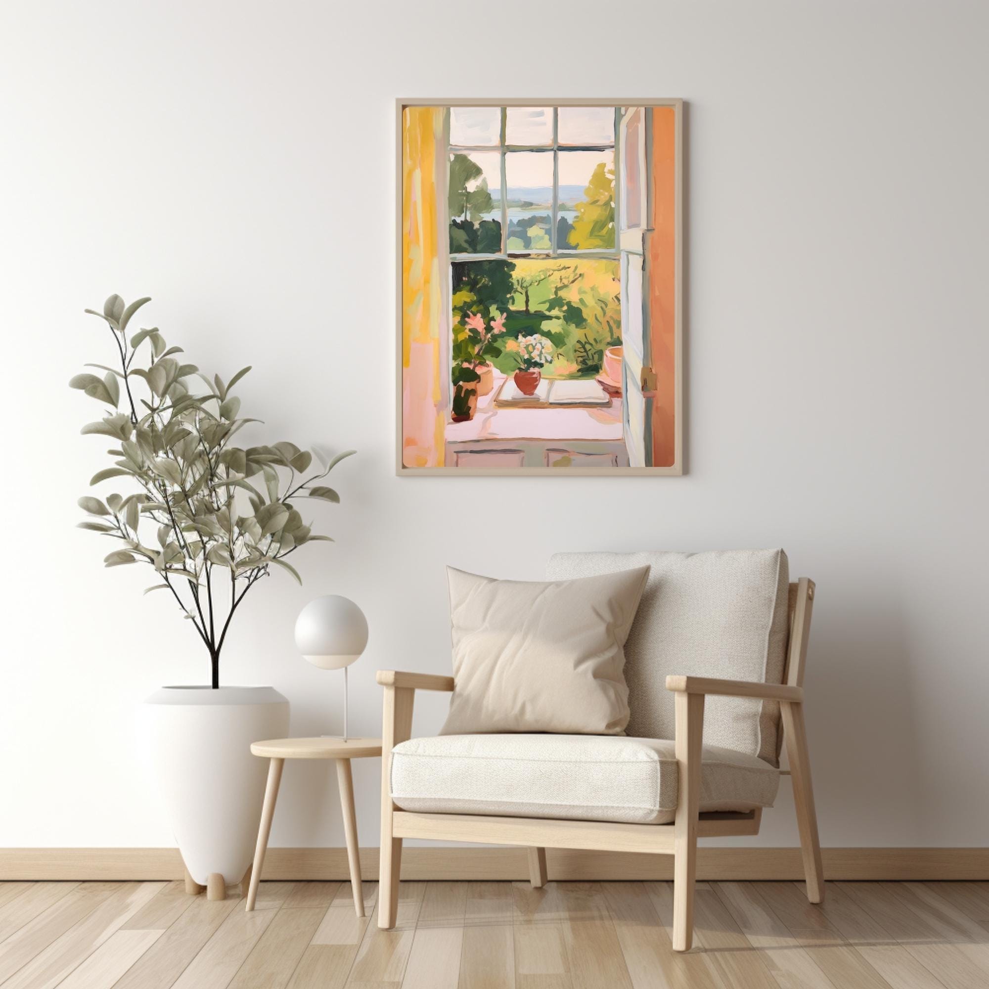 View Through Window Print, Landscape View, Watercolor Painting, Open ...