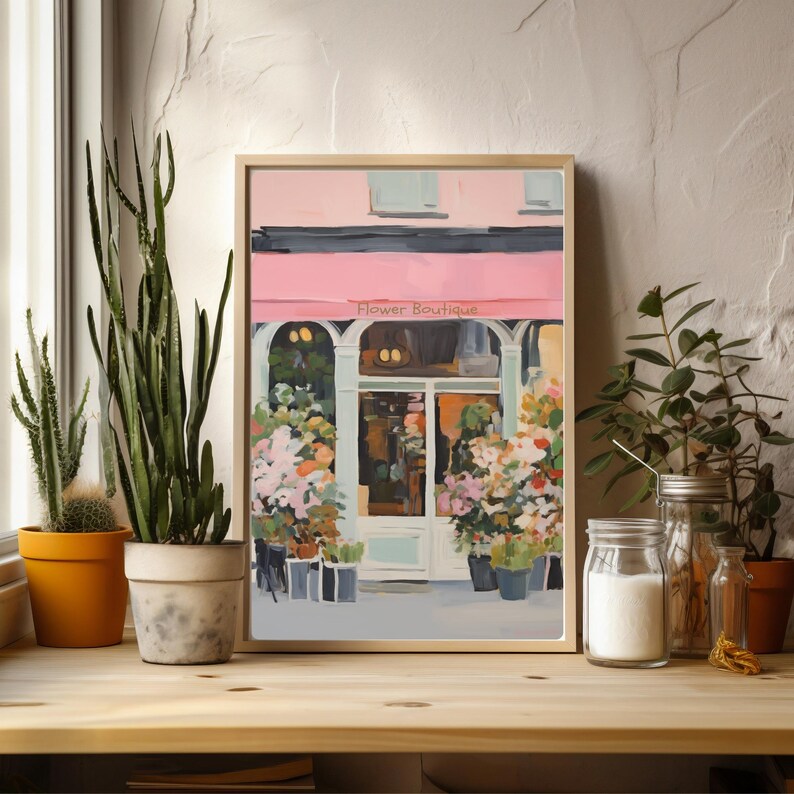 Flower Shop Painting, Florist Watercolor, Flower Shop Print, Floral ...