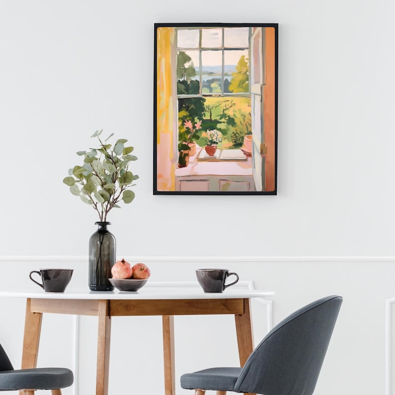 View Through Window Print, Landscape View, Watercolor Painting, Open ...