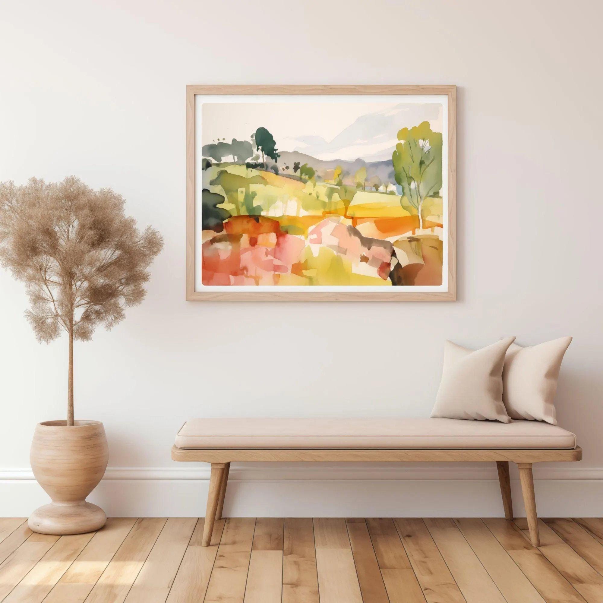 Colorful Abstract Landscape Painting, Large Landscape Art Print, Modern ...