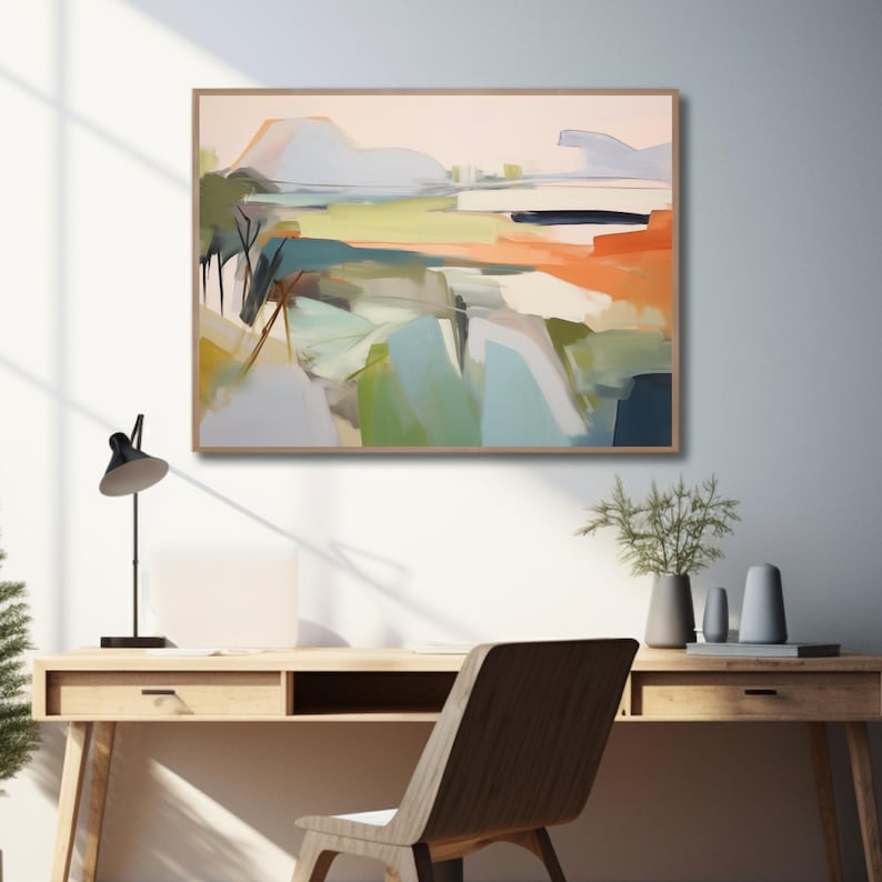 Abstract Landscape Painting, Large Landscape Art Print, Modern Wall Art ...