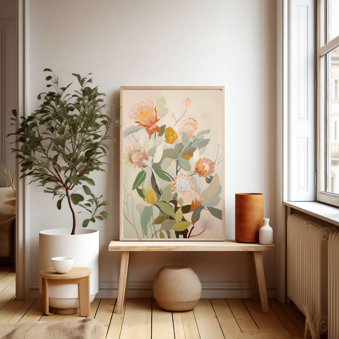 Australian Native Flower Art, Protea Painting, Native Flower Print ...