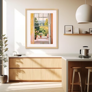 View Through Window Print, Landscape View, Watercolor Painting, Open ...