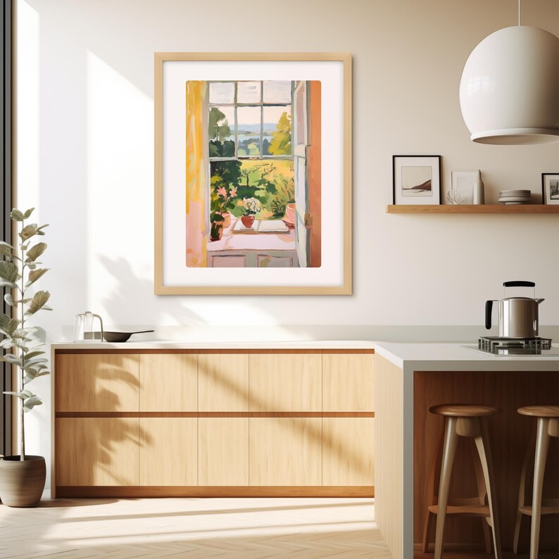 View Through Window Print, Landscape View, Watercolor Painting, Open ...