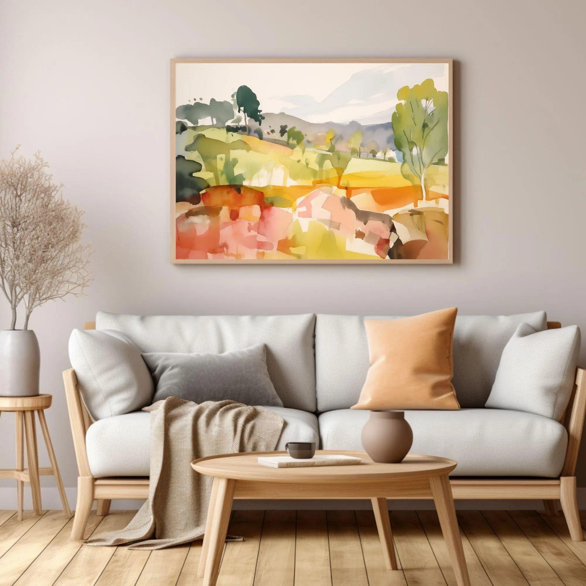 Colorful Abstract Landscape Painting, Large Landscape Art Print, Modern ...