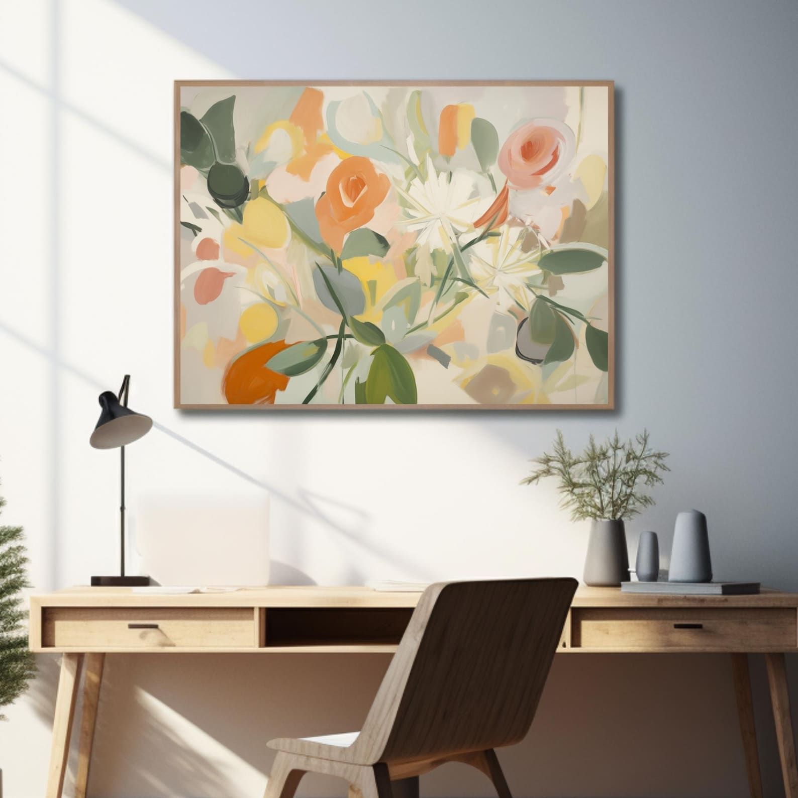 Abstract Floral Print, Large Flower Painting, Floral Wall Art ...
