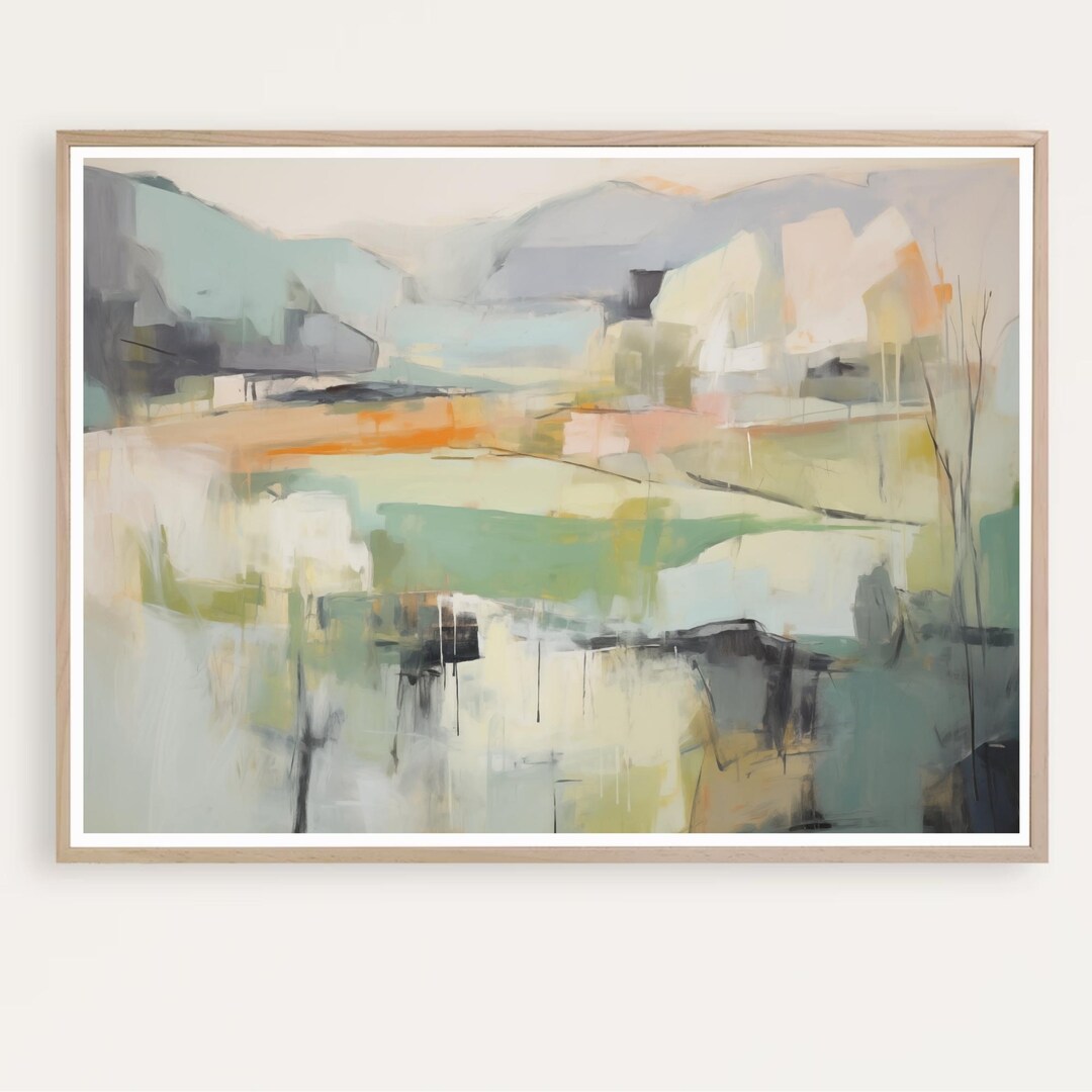 Neutral Abstract Landscape Print, Landscape Painting, Watercolor ...