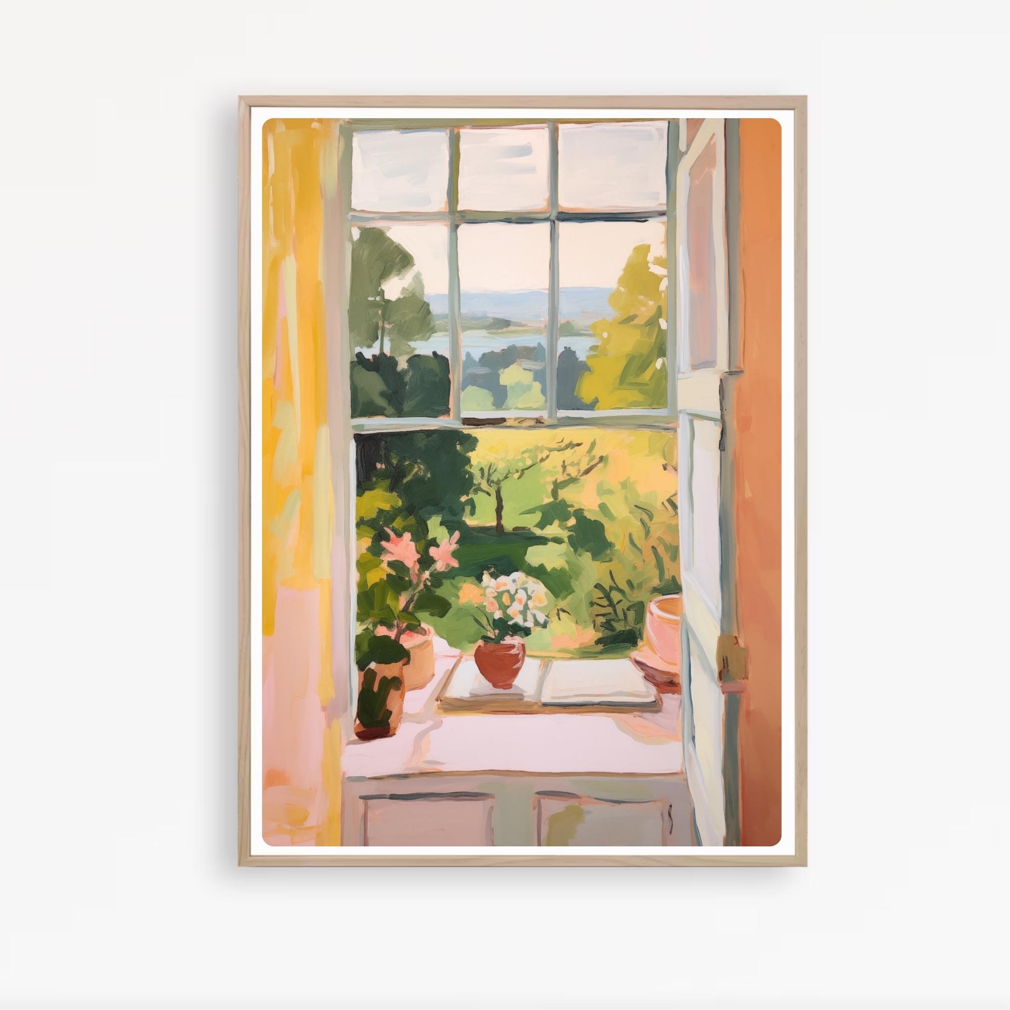 View Through Window Print, Landscape View, Watercolor Painting, Open ...