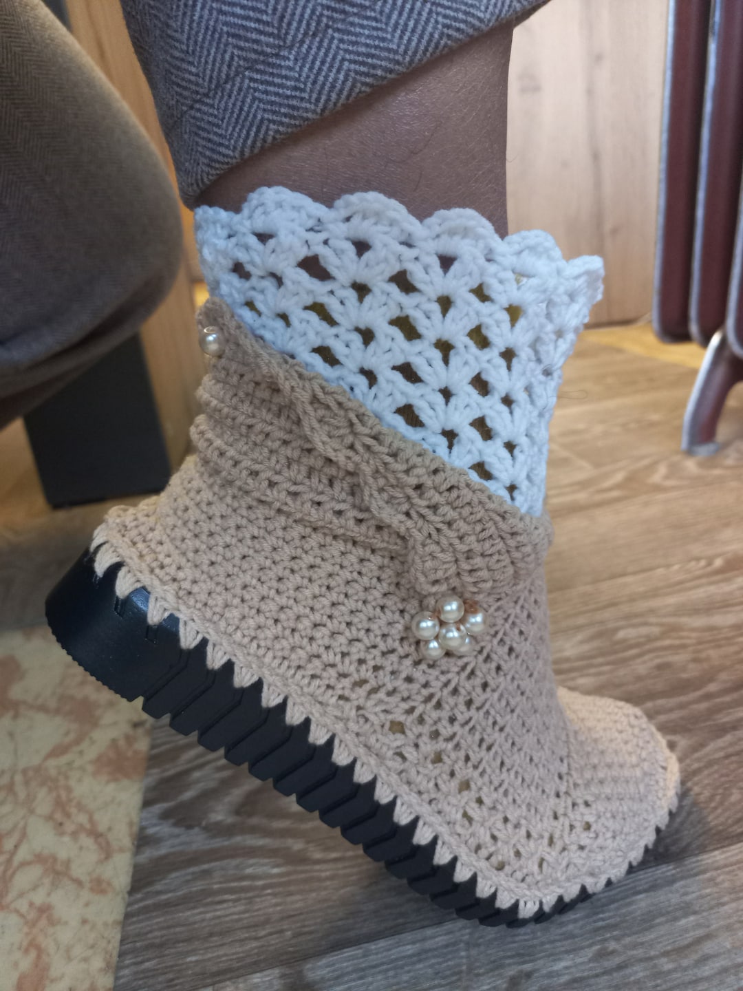 Handmade Knitted Boots, Women's Boots, Perfect for Spring, Summer Boots ...