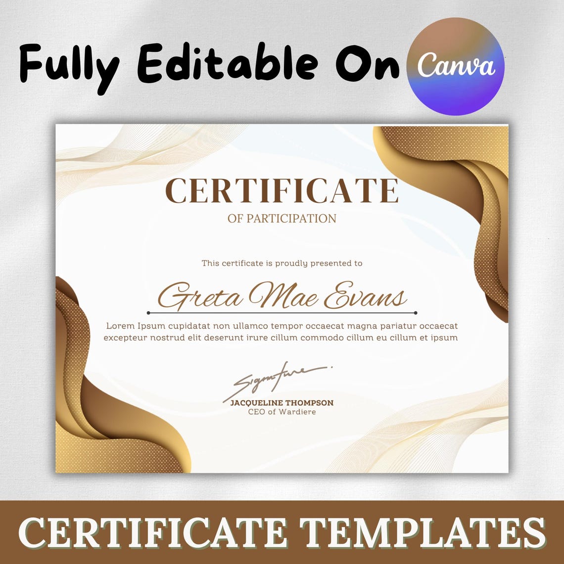 White and Gold Elegant Workshop Participation Certificate | Editable ...