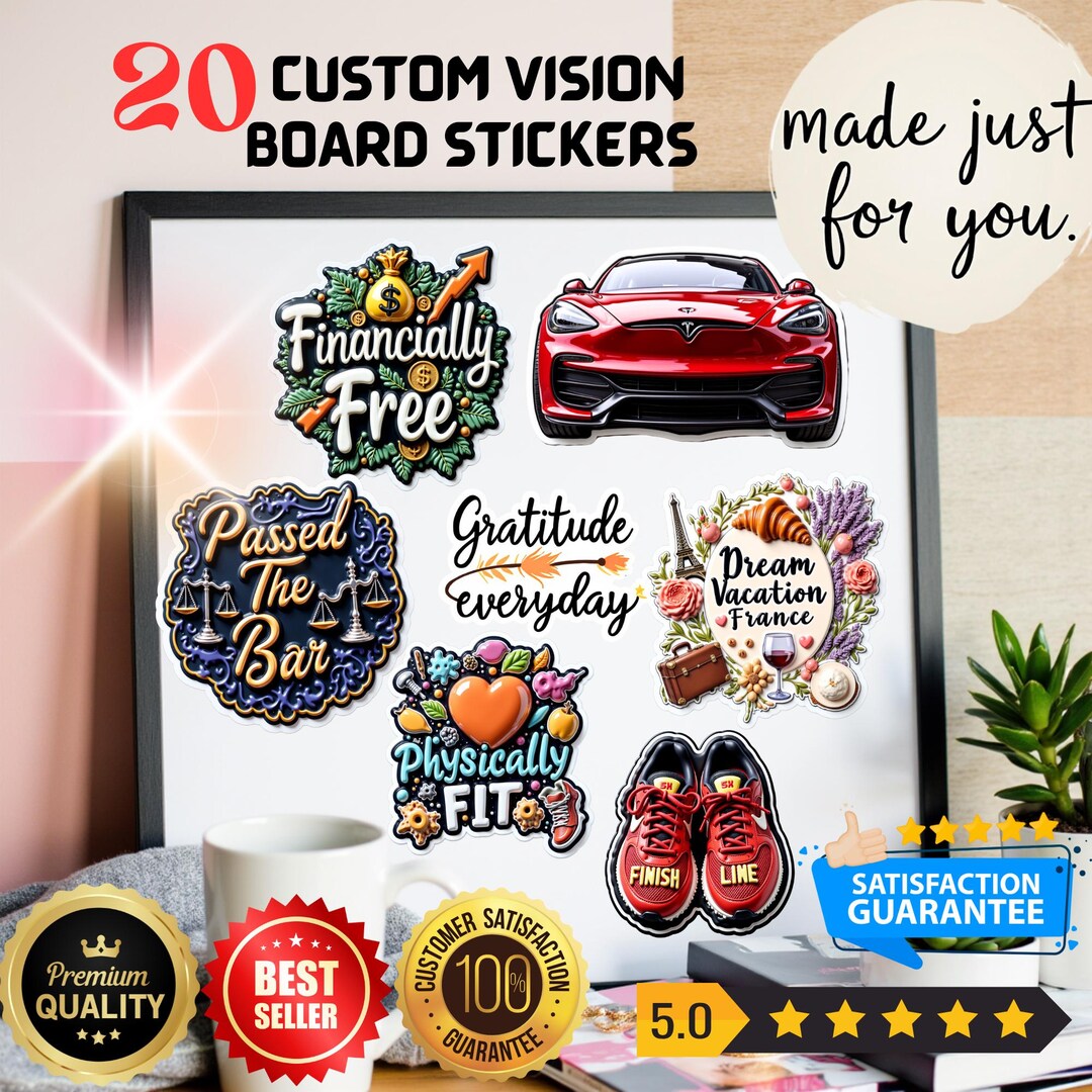 Custom Vision Board Sticker Sheet – Personalized Dream Board Stickers ...
