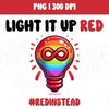 Light It up Red Light Bulb PNG Image Instant Download Autism Acceptance ...