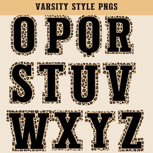 Leopard Print Varsity Alphabet Pngs: A-Z Alpha Set (digital Download ...