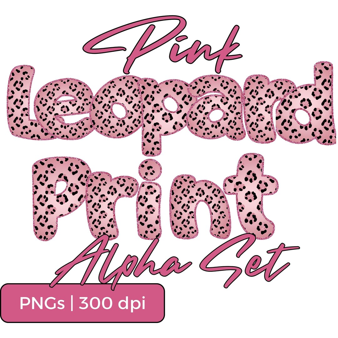 Pink Faux Glitter Leopard Alphabet Set, Upper and Lowercase Letters ...