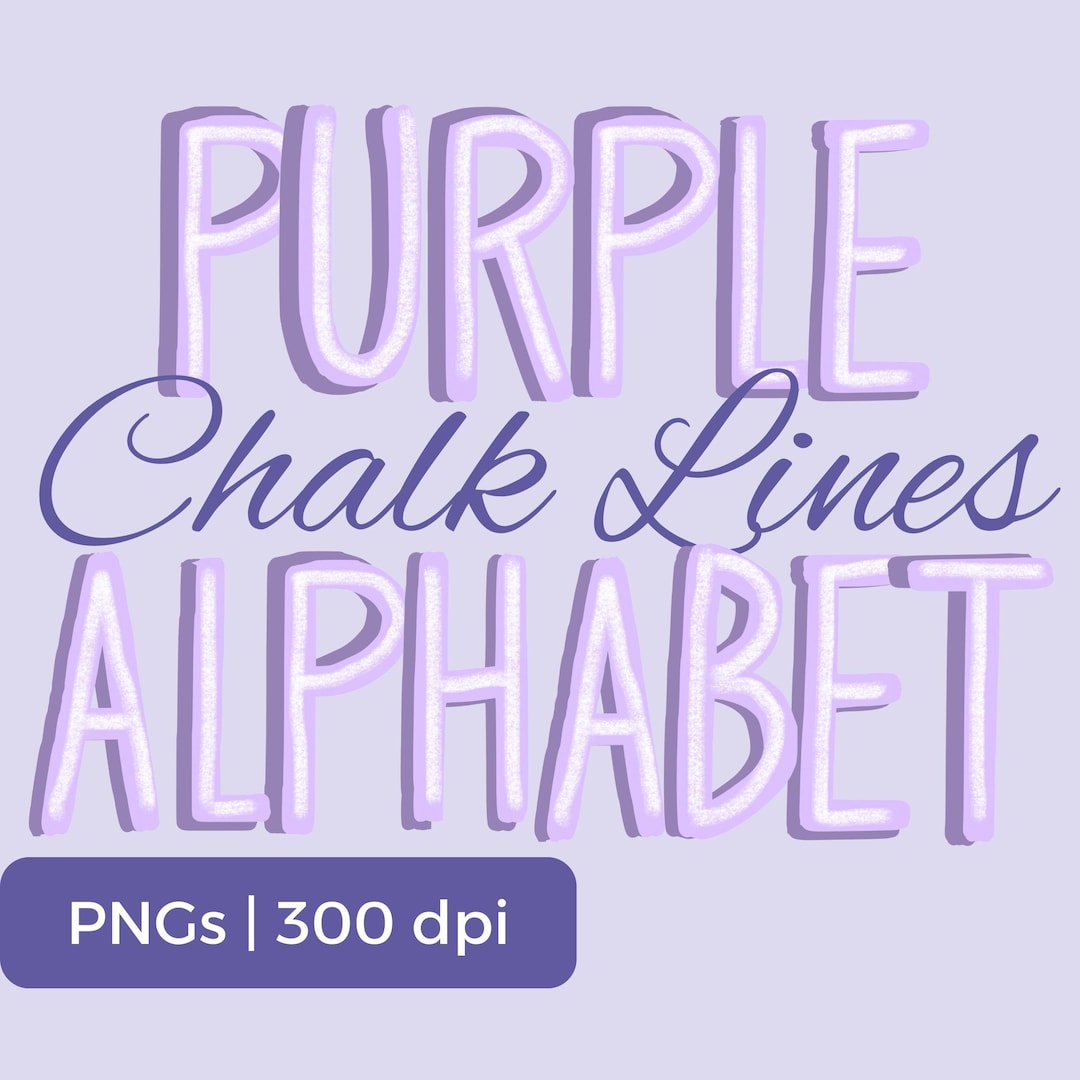 Purple Long Letter Chalk Line Hand Drawn Letter Set, Trendy Alphabet ...