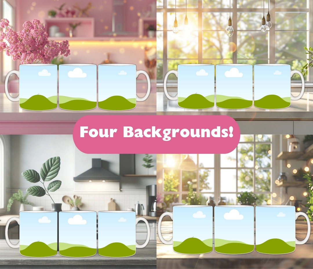 Mug Mockup Canva Template: Drag & Drop Product Display With 4 Kitchen ...