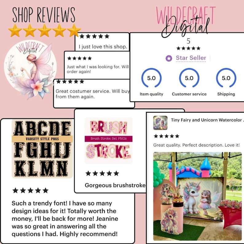 Artsy Alphabet PNG Bundle, 5 Designs, Doodle Schrift-Sets mit Groß- und ...