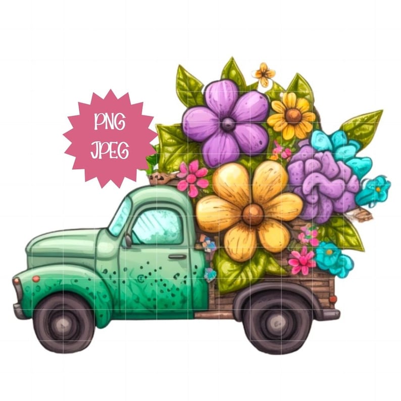 Retro Farm Truck Vintage Clip Art Country PNG Retro Green Truck ...