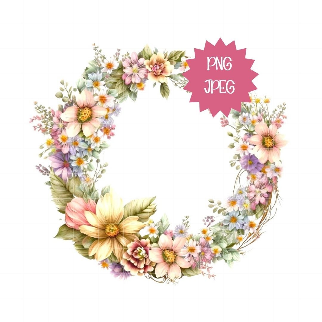 Spring Flower Wreath Image Spring Flower Design PNG Spring Floral ...