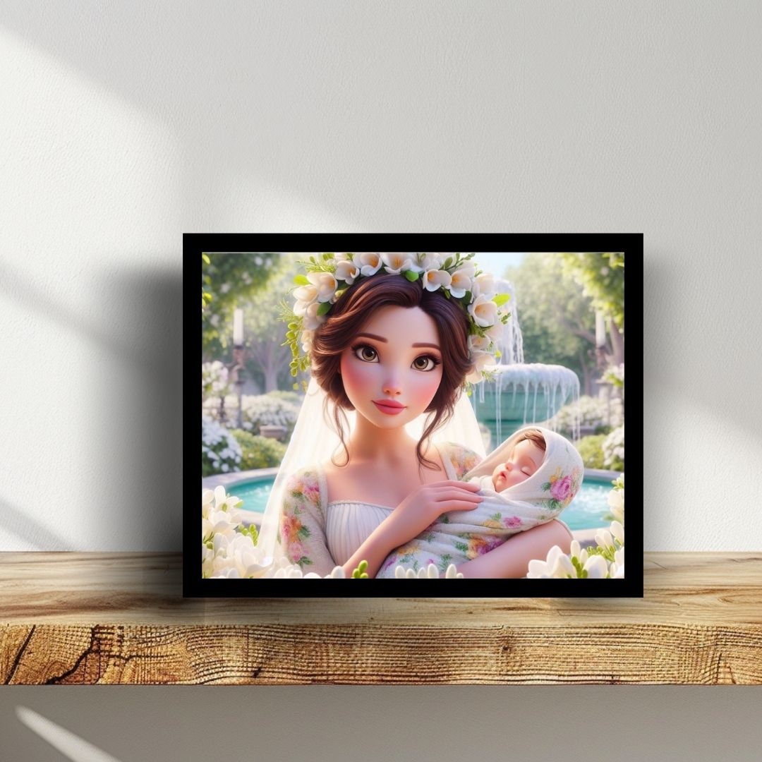 Floral New Mother With Newborn Baby Full Color JPEG Image for T-shirt ...