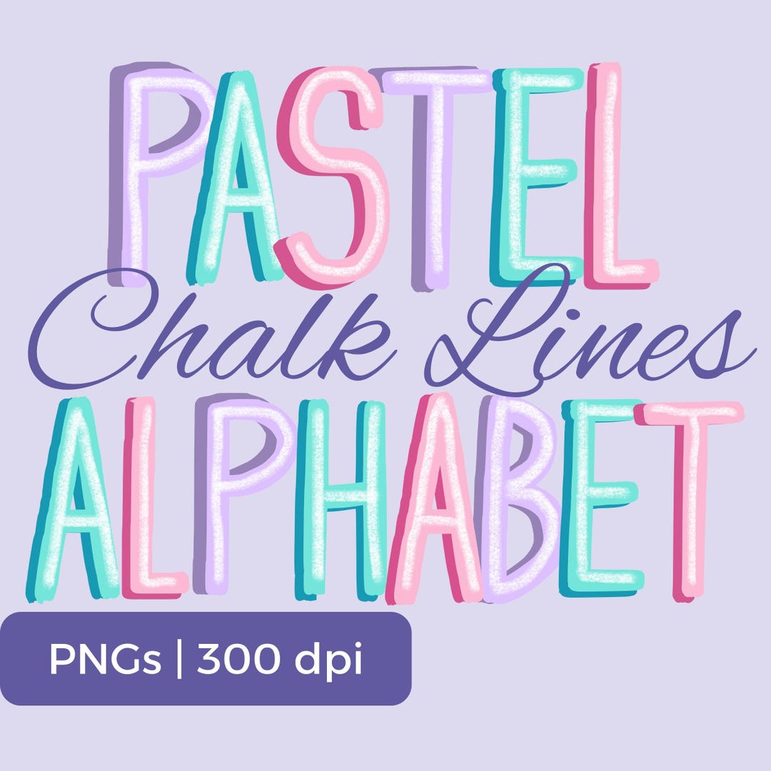 Pastel Chalk Line Alphabet PNG Set: Trendy Hand-drawn Letters (digital ...