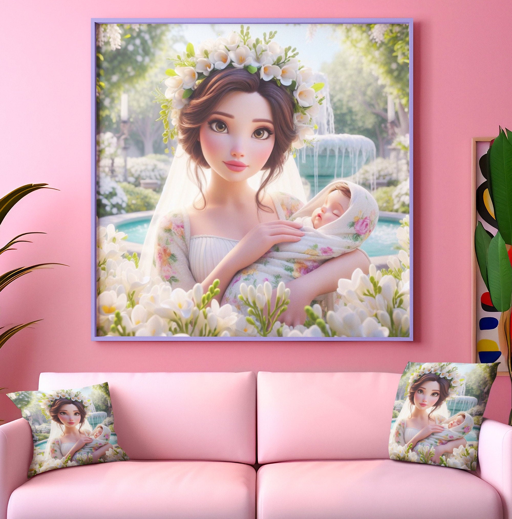 Floral New Mother With Newborn Baby Full Color JPEG Image for T-shirt ...