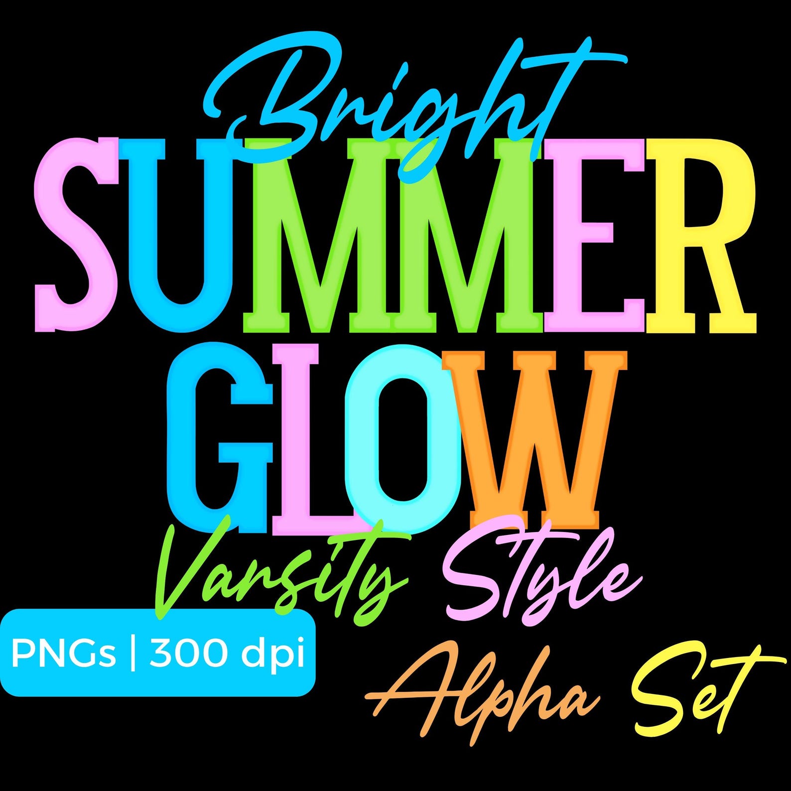 Varsity Alphabet PNG Bundle: Bright Bold Letters, Numbers, Symbols (POD ...