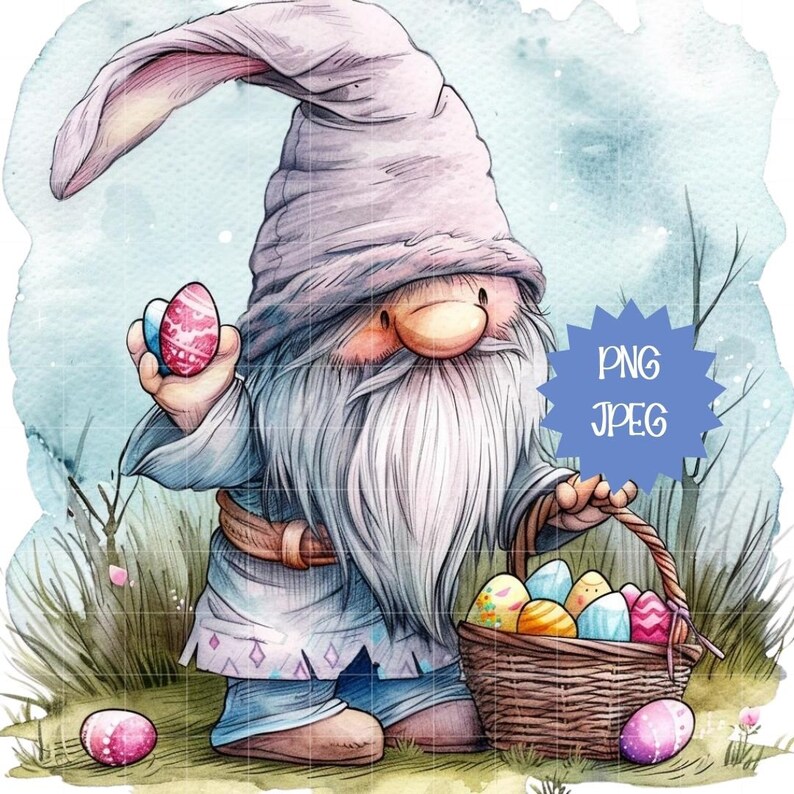 Watercolor Easter Gnome Clipart Bundle: Spring Floral PNG (digital ...
