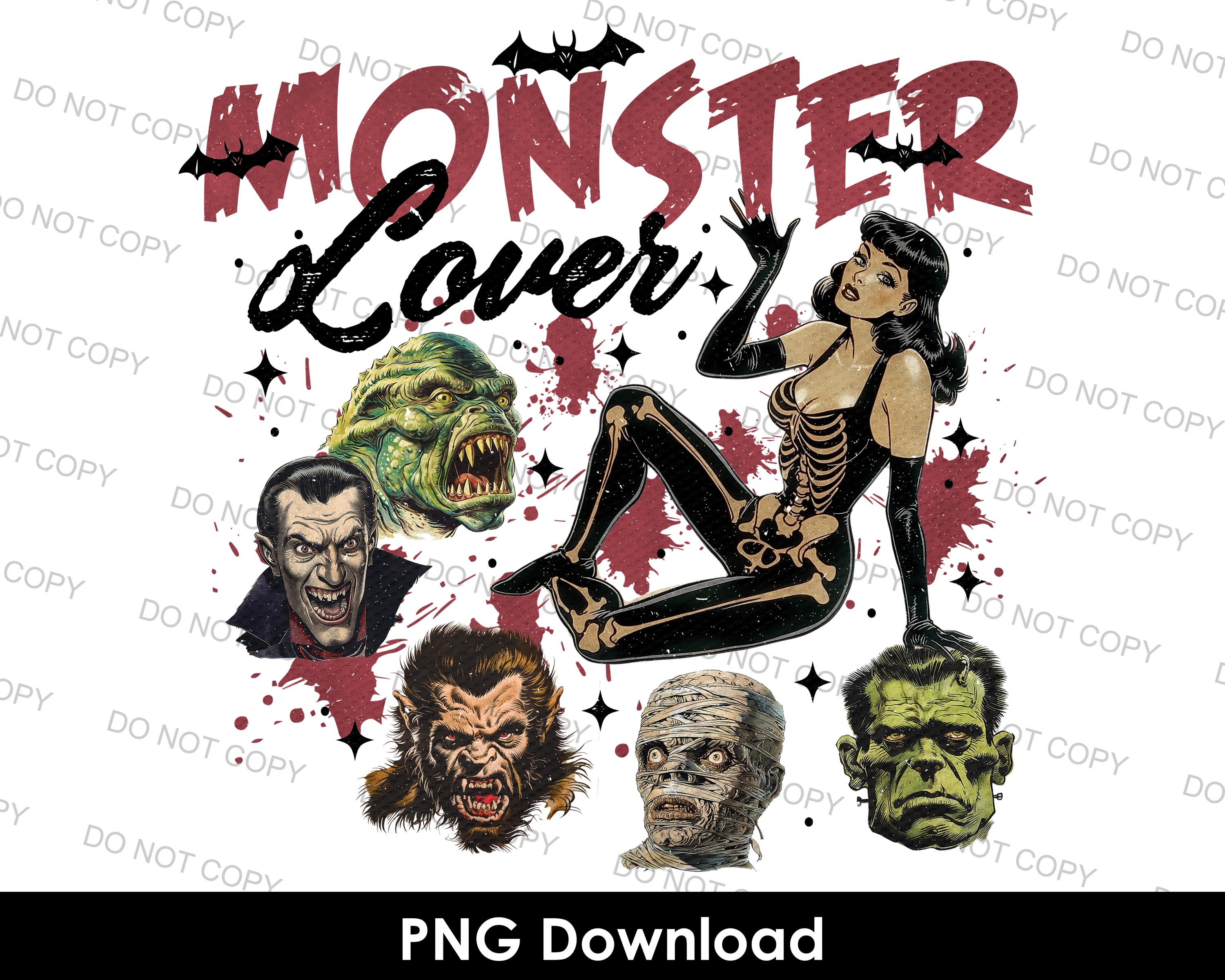 Monster Lover Png, Halloween Horror Movie, Vintage Halloween Shirt Png ...