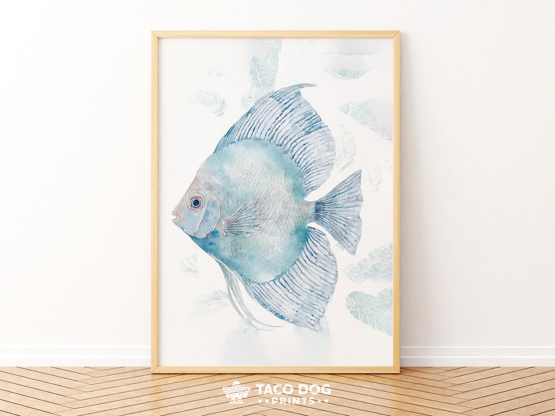 Discus Fish Print, Modern Coastal Wall Decor, Watercolor Artwork, Ocean ...