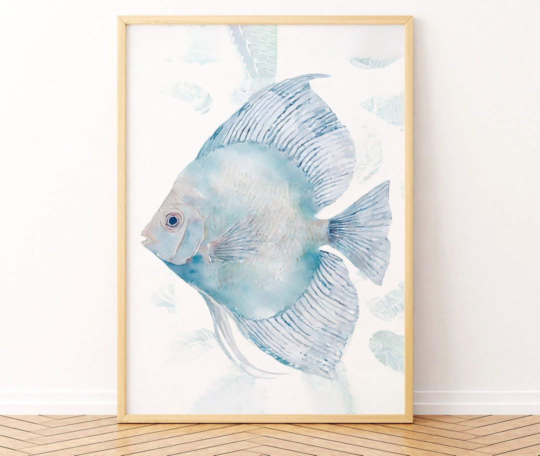 Discus Fish Print, Modern Coastal Wall Decor, Watercolor Artwork, Ocean ...
