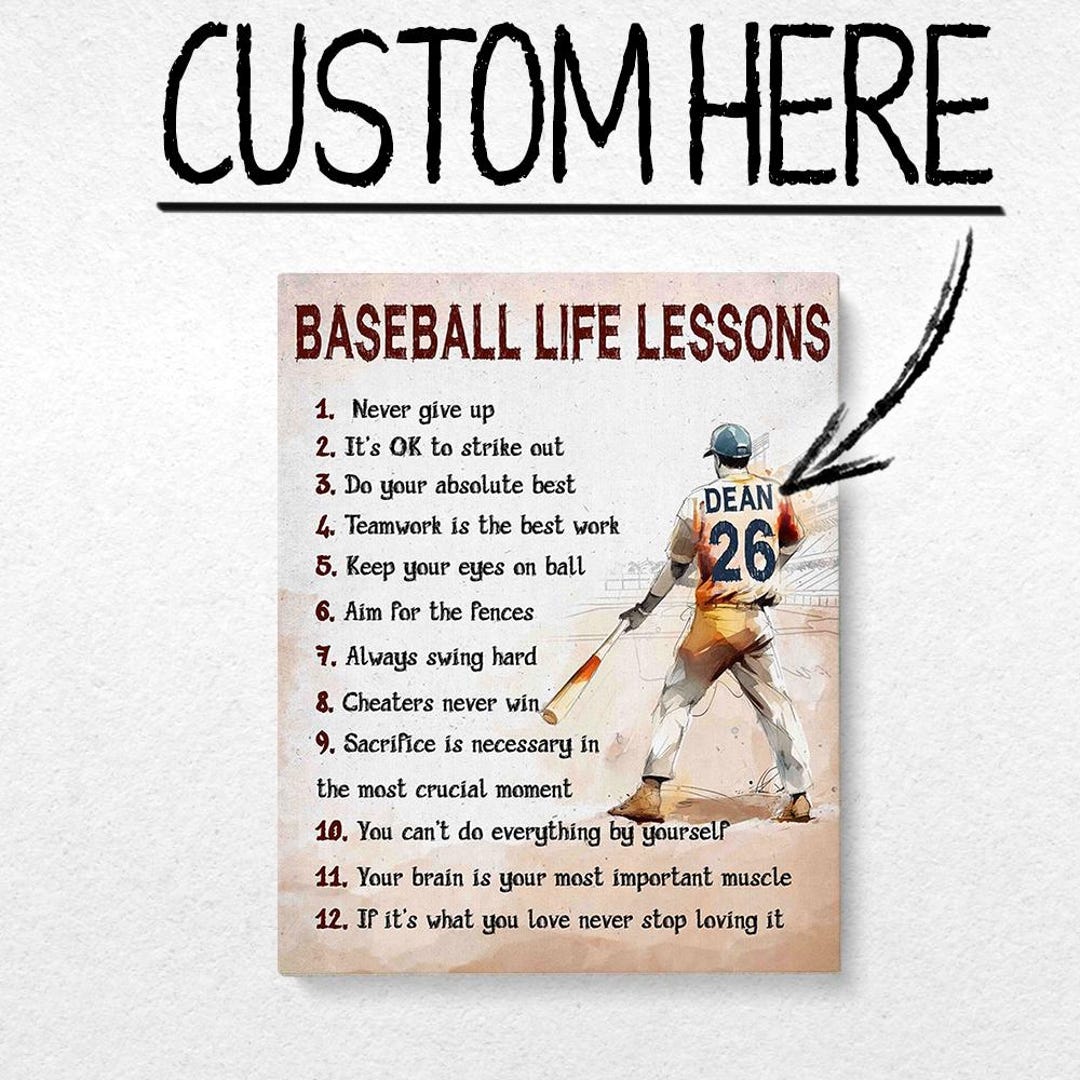 Personalized Baseball Life Lessons Canvas, Custom Name & Number ...